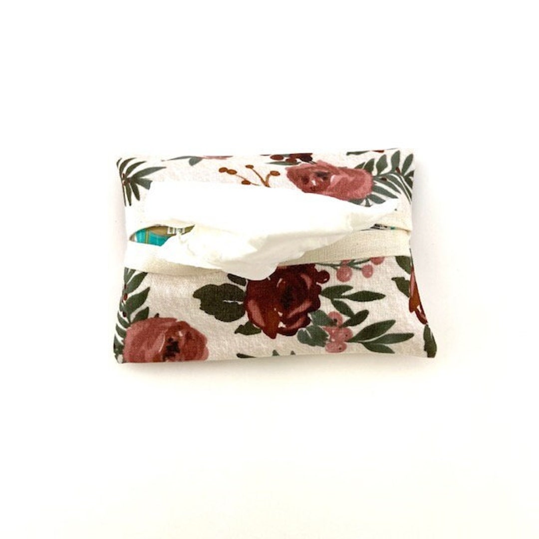 Floral Cotton Pocket Tissue Holder - Travel Purse Pouch (tissues ...
