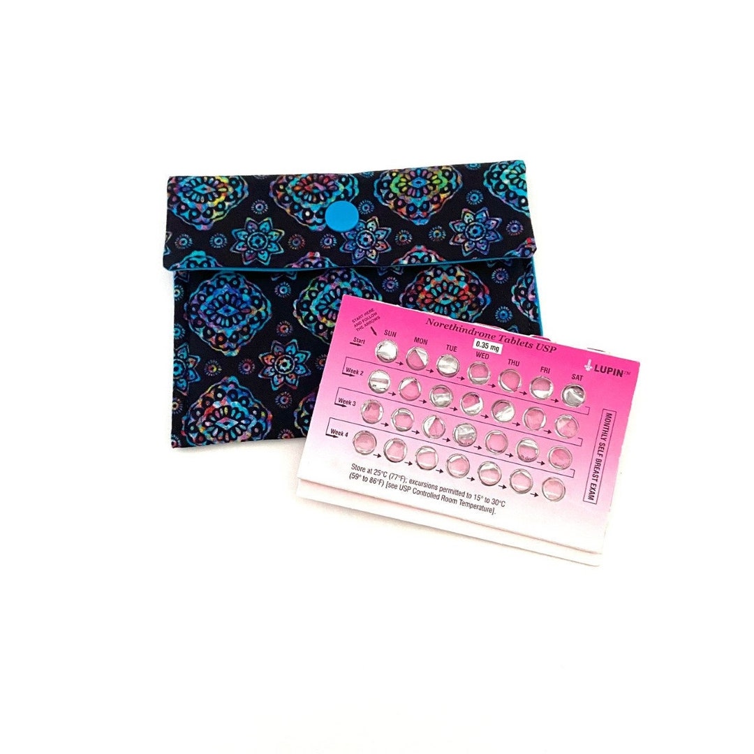 Blue Birth Control Case, Blue Snap Pouch, Medicine Pouch, Birth Control ...