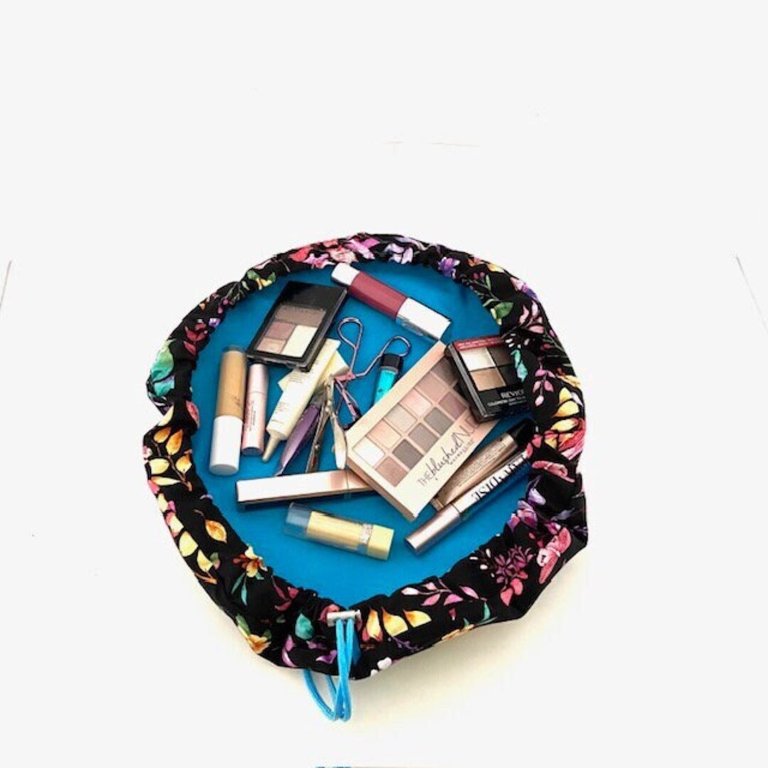 Drawstring Makeup Bag, Travel Accessories for Women, Round Floral Cinch ...