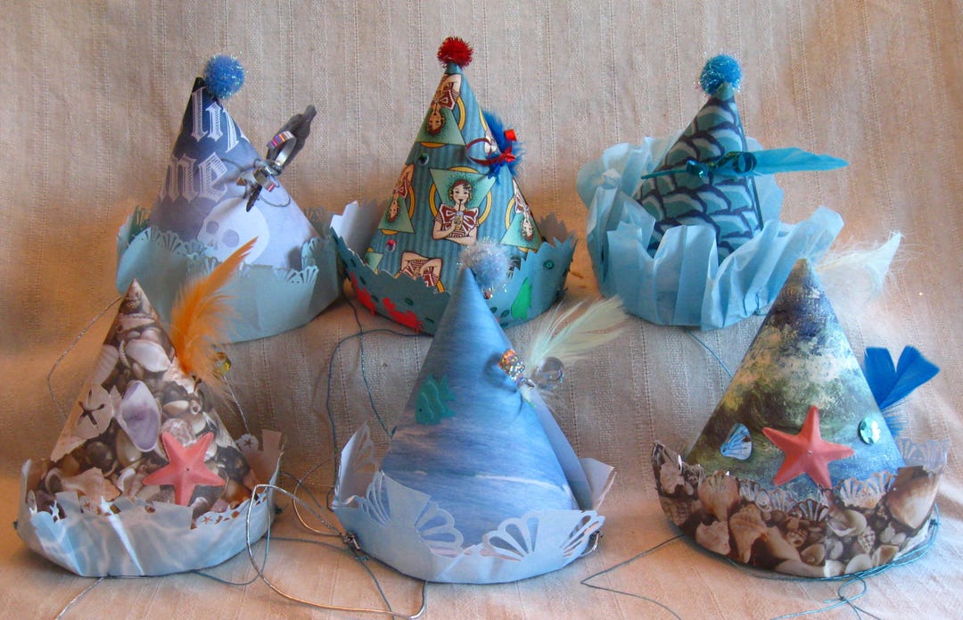 Handmade Party Hats, Set I: Beach Party (set of 6) - Etsy