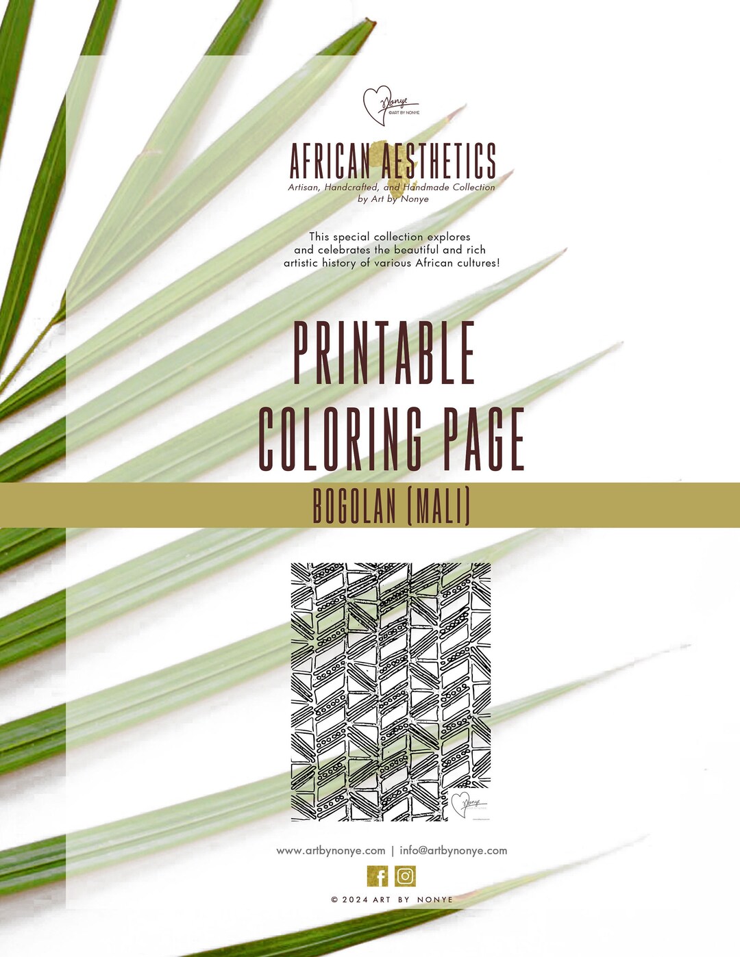 Mali (bogolan) African Art Print Coloring Page by Art by Nonye ...