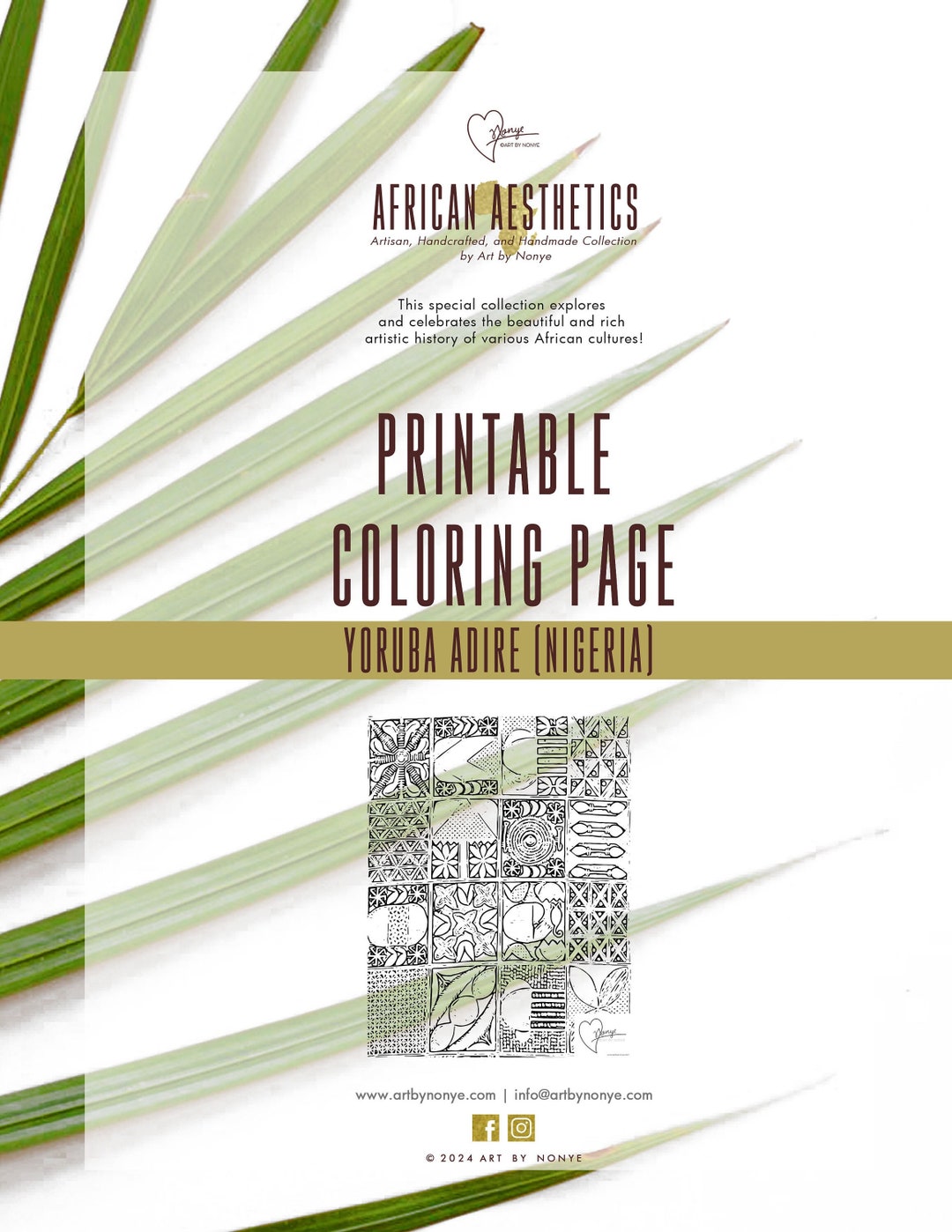 Adire African Print Coloring Page by Art by Nonye | Digital File ...
