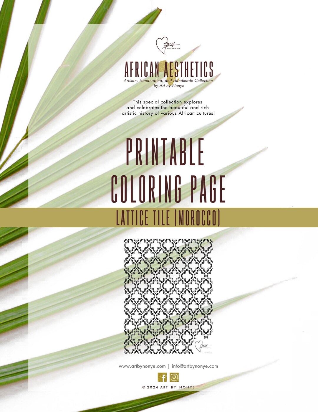 Moroccan Lattice African Print Coloring Page by Art by Nonye | Digital ...