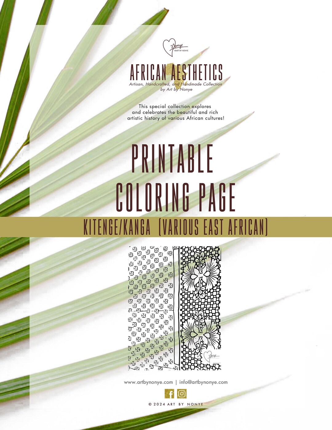 Kitenge African Art Print Coloring Page by Art by Nonye | Digital File ...