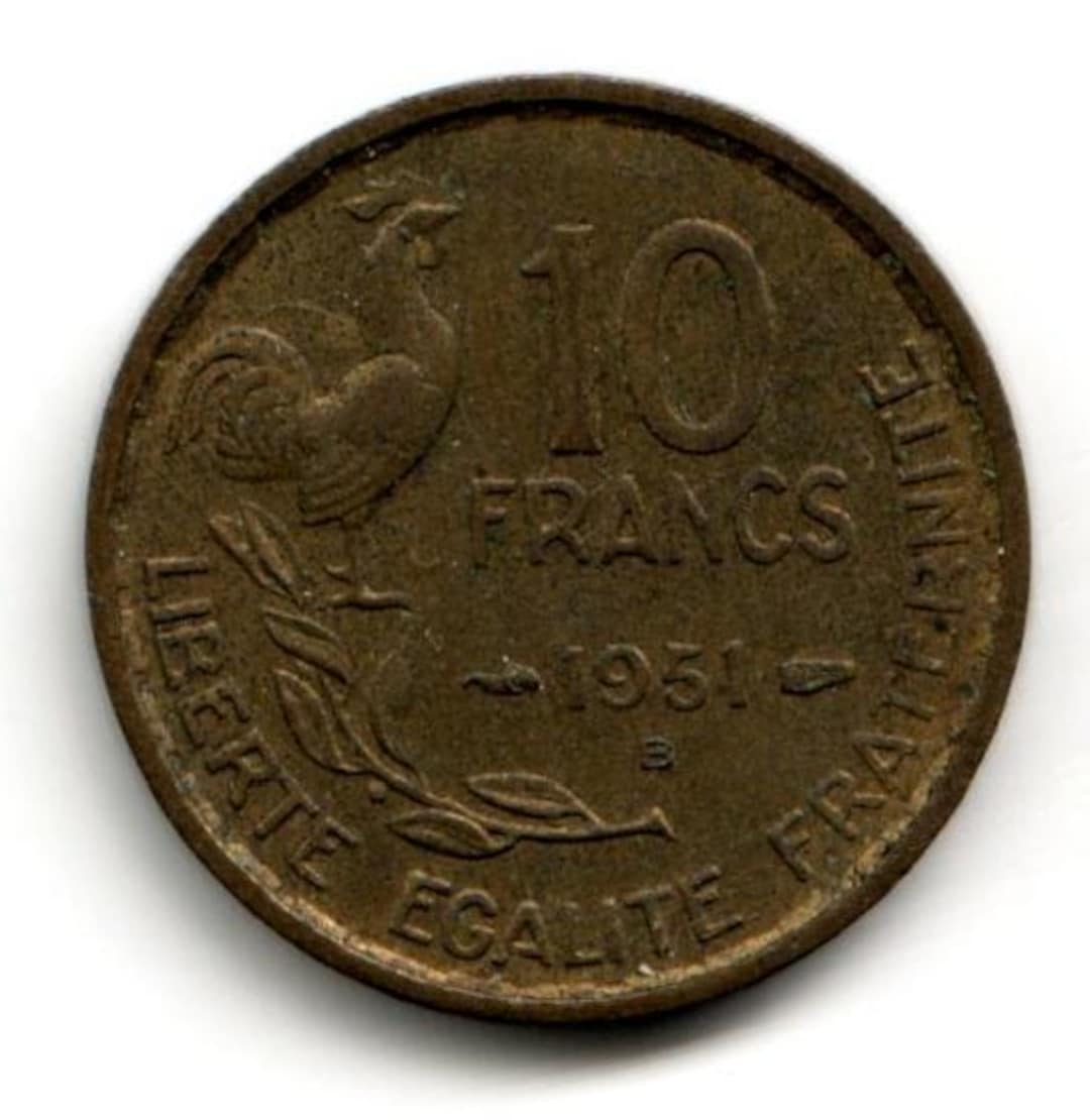 1951 10 Francs Rooster Coin, France, First Year, Key Date - Etsy