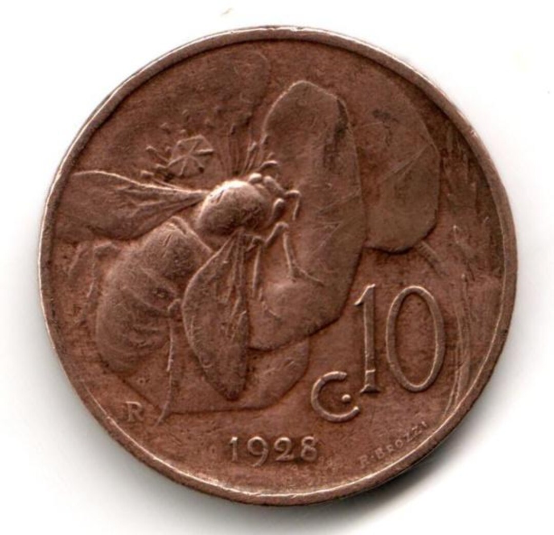 1928 Italy, 10 Centesimi, Bee Coin, Vittorio Emanuele III - Etsy