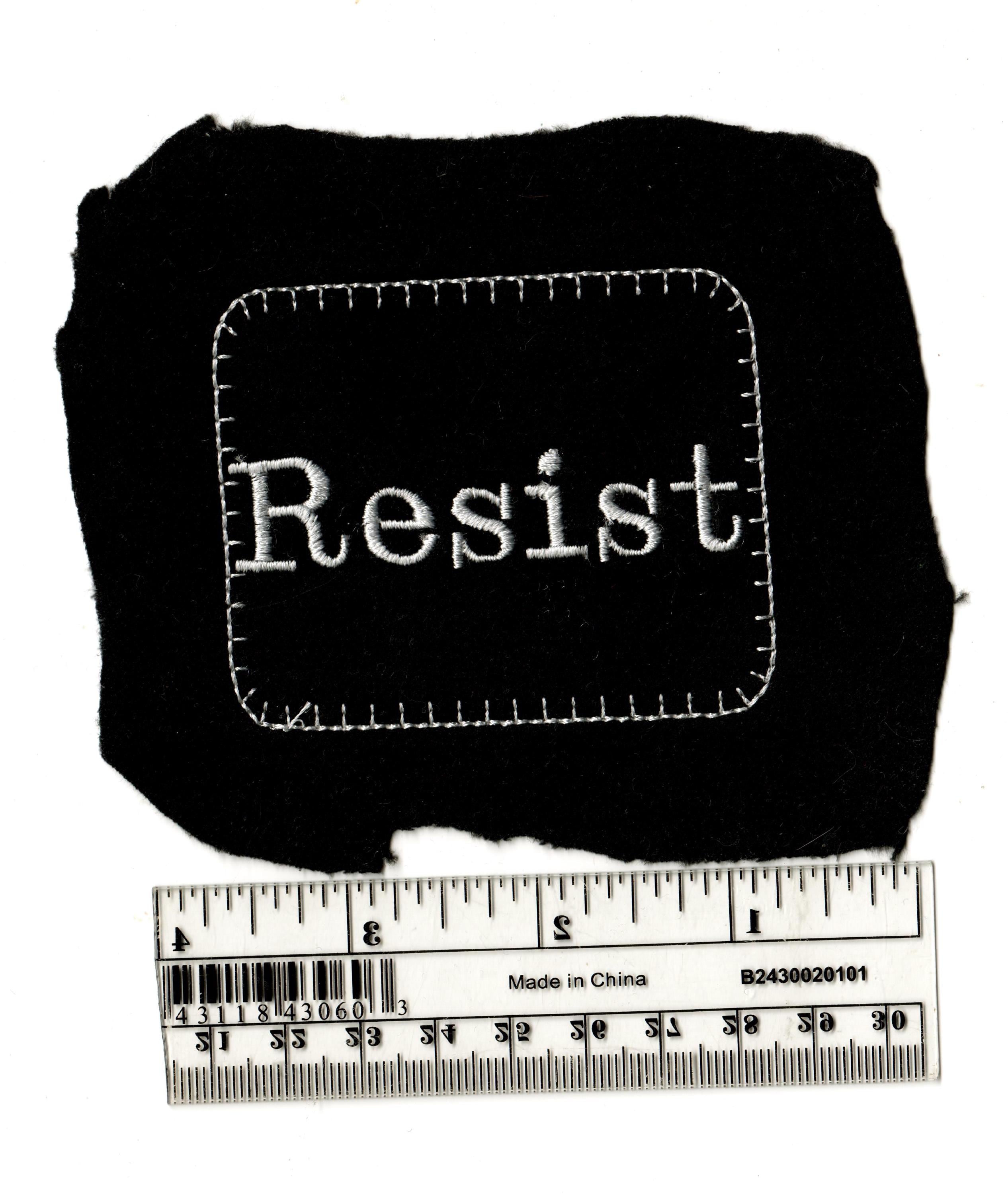Resist. Hand Made Sewing Machine Patch. Punk Rock DIY. Hand Embroidered ...