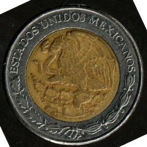 Uno Peso. Vintage Mexico Bi Metal, Coins Shown Are Examples 1990 ...
