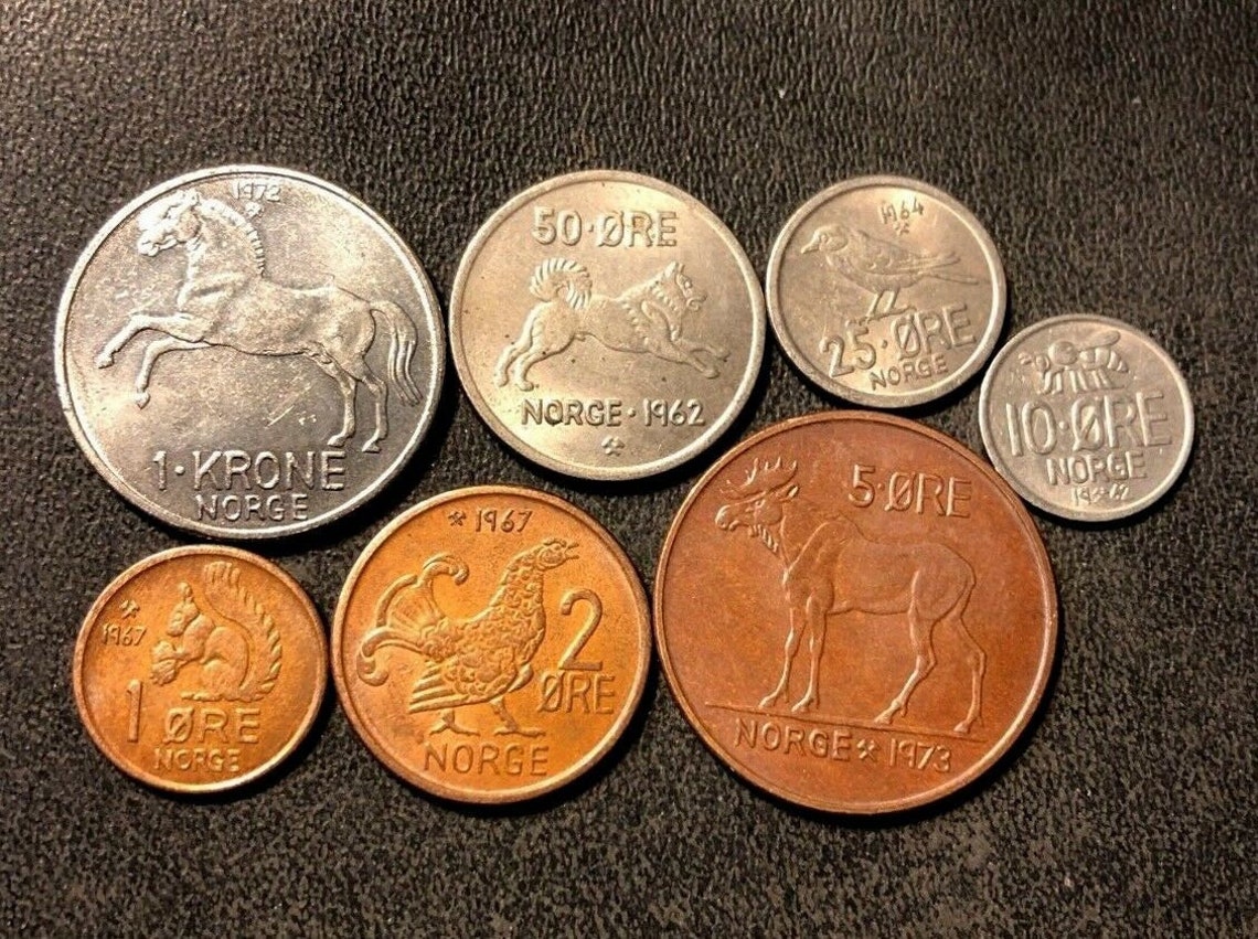 Animal Series Vintage Norway Coin Lot - Full Set All 7 Animal Coins ...