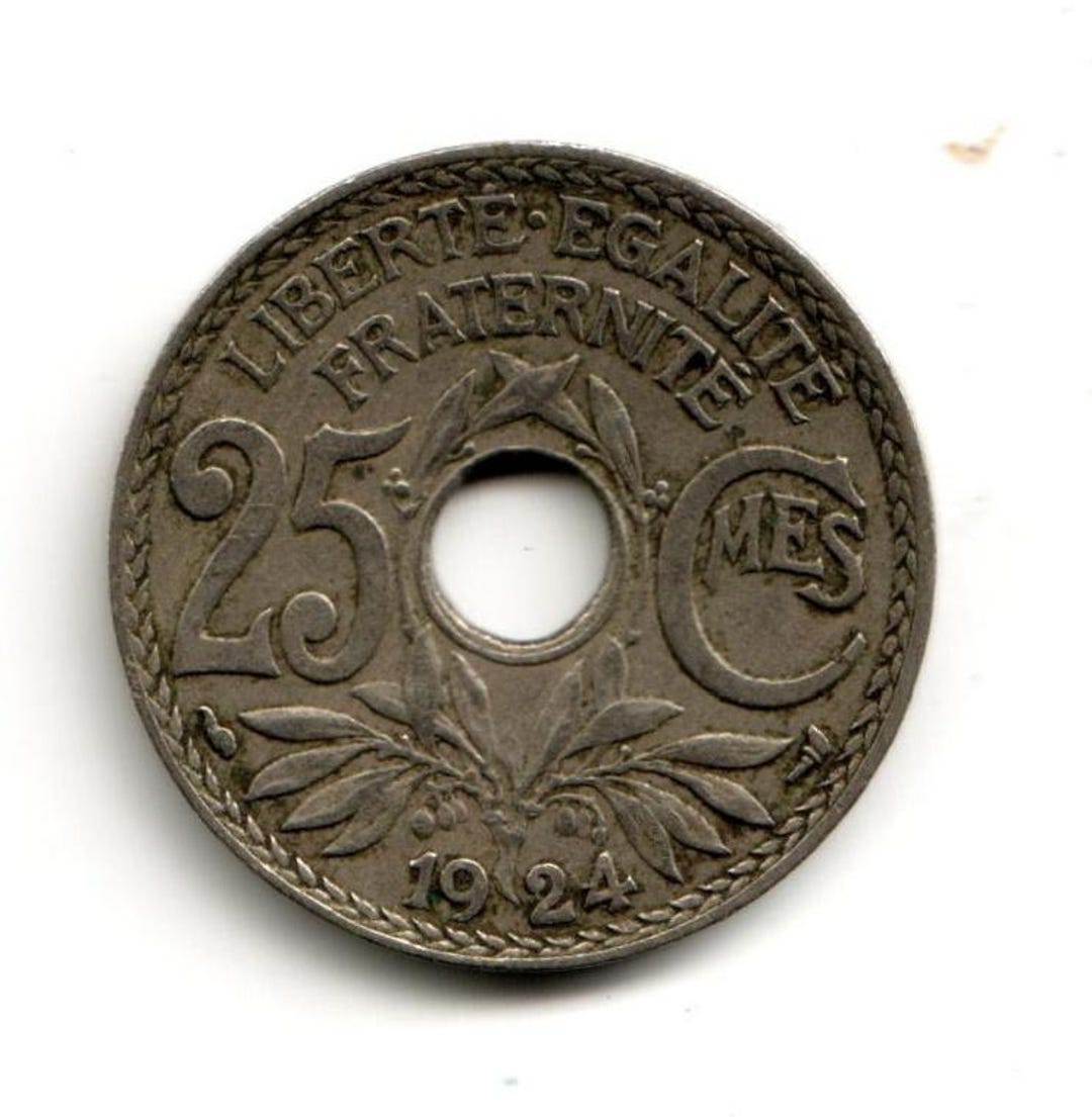 1924 French France 25 Centimes , Hole in Center - Etsy
