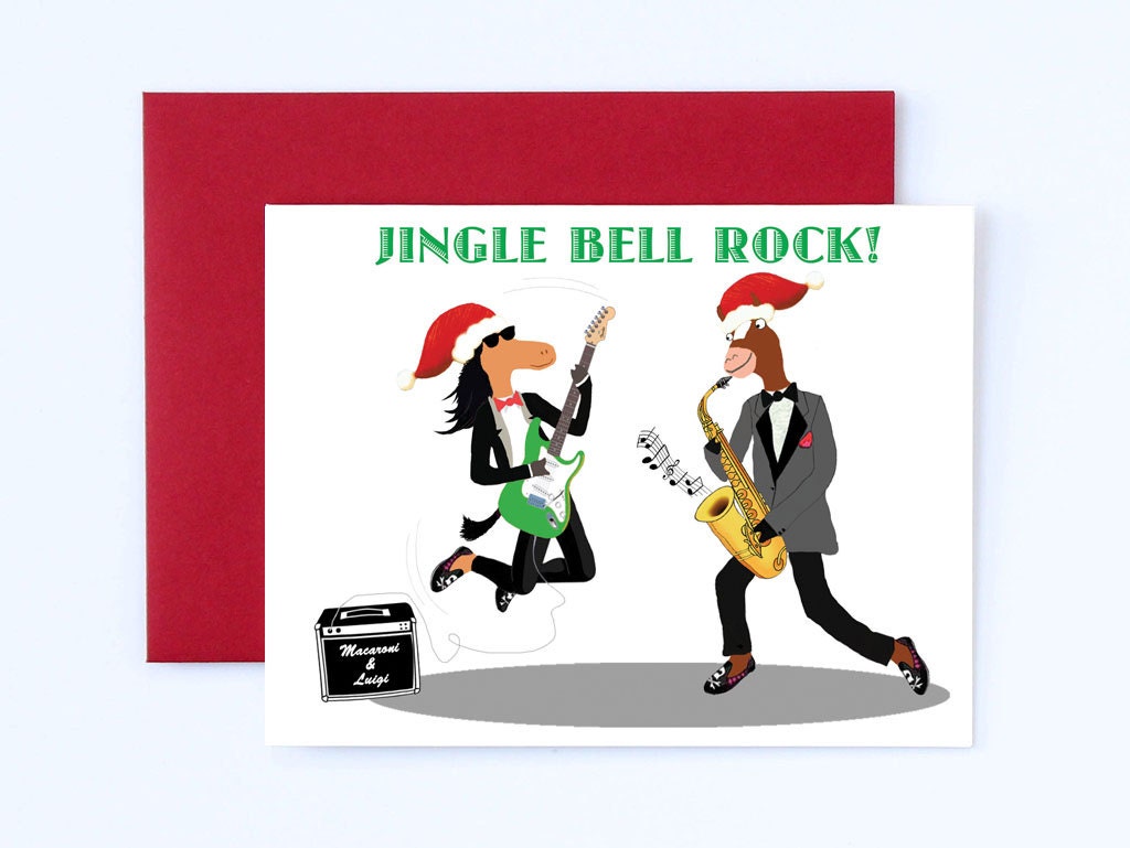 Jingle Bell Rock Card, Rock N Roll Holiday Card, Fun Christmas Card - Etsy