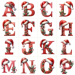 Watercolor Christmas Alphabet Clipart-36png, Christmas Letter Alphabet ...