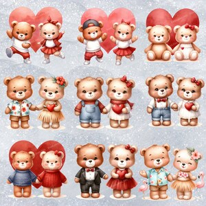 Valentines Teddy-bear Couple Sublimation Clipart Bundle 20PNG ...