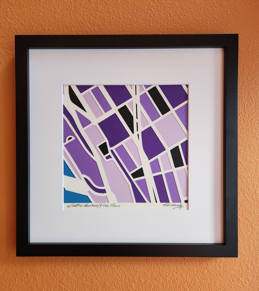 Seattle, WA Hand-cut Map. Geometric Abstract Street Map Art - Etsy