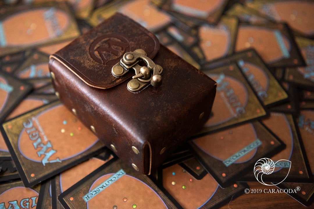Handmade Leather MTG Card Case: 80 Single Sleeved Cards - Etsy