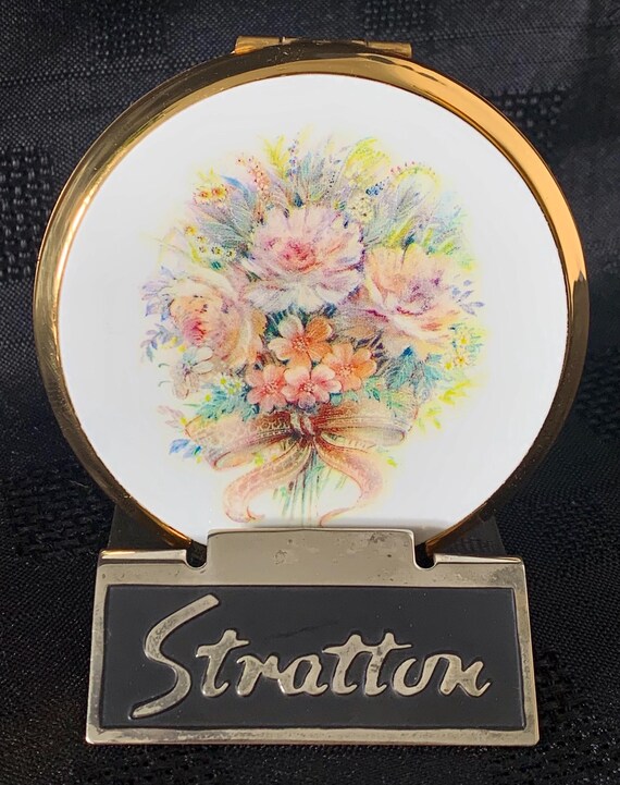 Unused 1980s Stratton Powder Compact Enamelled Floral… - Gem