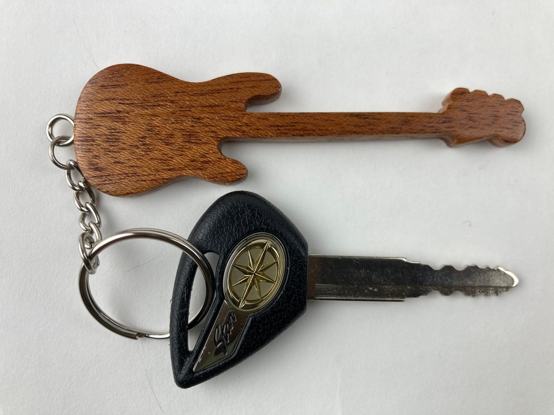 Mahogany and Oak Wood Bass Guitar Keychain in Fender Precision Style - Etsy