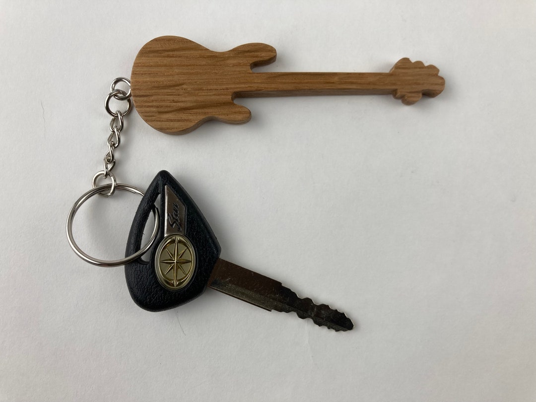 Oak Wood Bass Guitar Keychain in Ernie Ball Musicman Style - Etsy