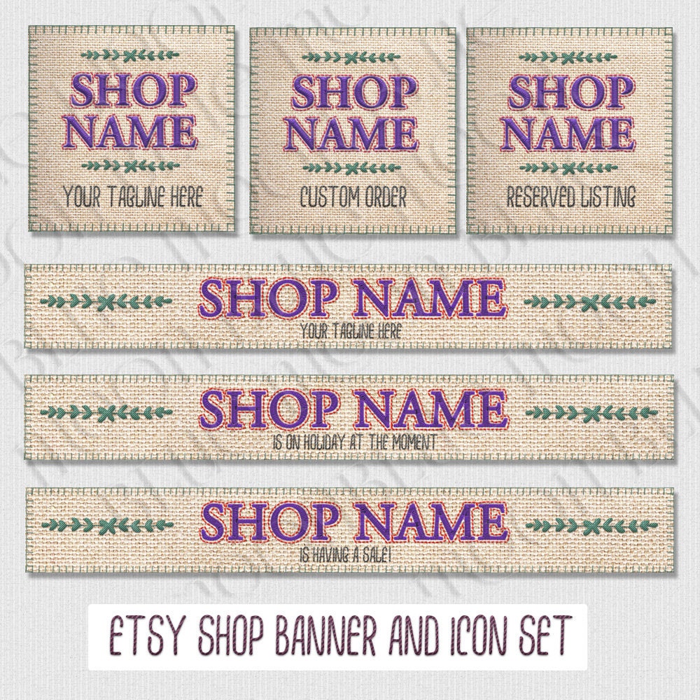 Etsy Shop Banner Set for Needlework Shop, Embroidery Design, Etsy Shop ...