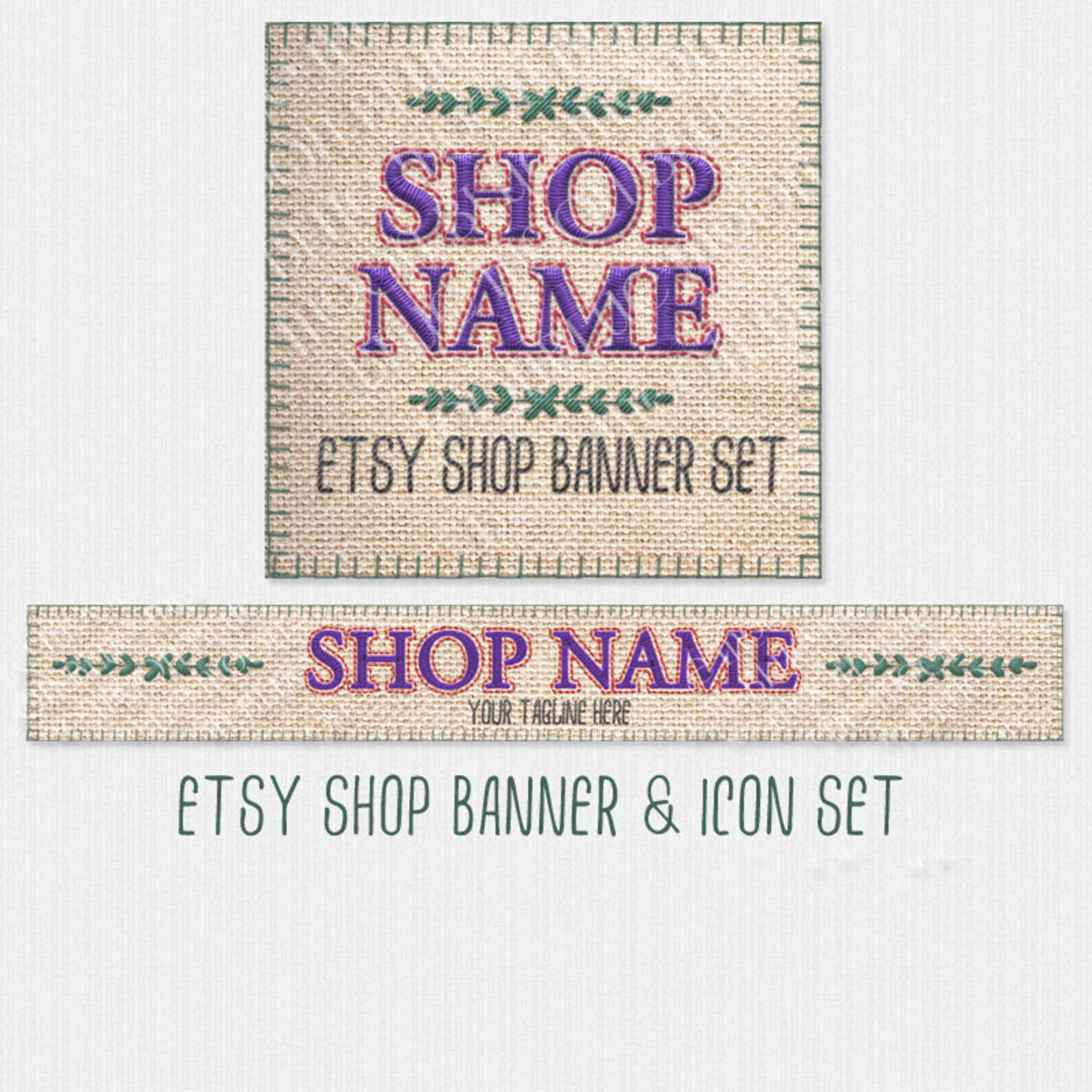 Etsy Shop Banner Set for Needlework Shop, Embroidery Design, Etsy Shop ...