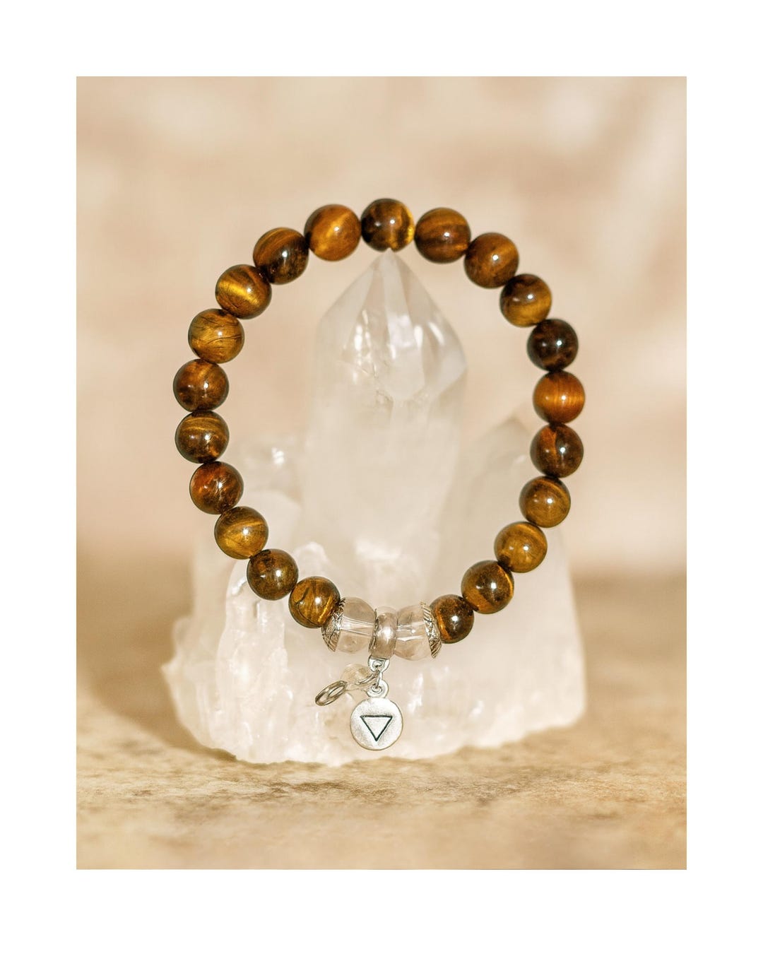 Sacral Chakra Bracelet, Tigers Eye & Clear Quartz Crystal Bracelet ...
