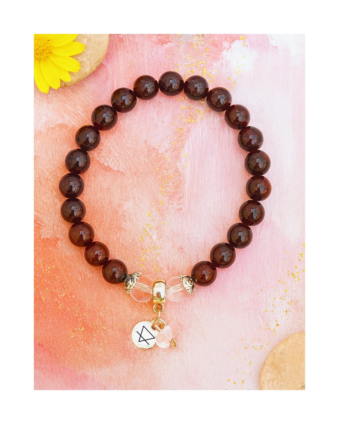 Root Chakra Garnet Bracelet for Grounding, Healing Crystal & Clear ...