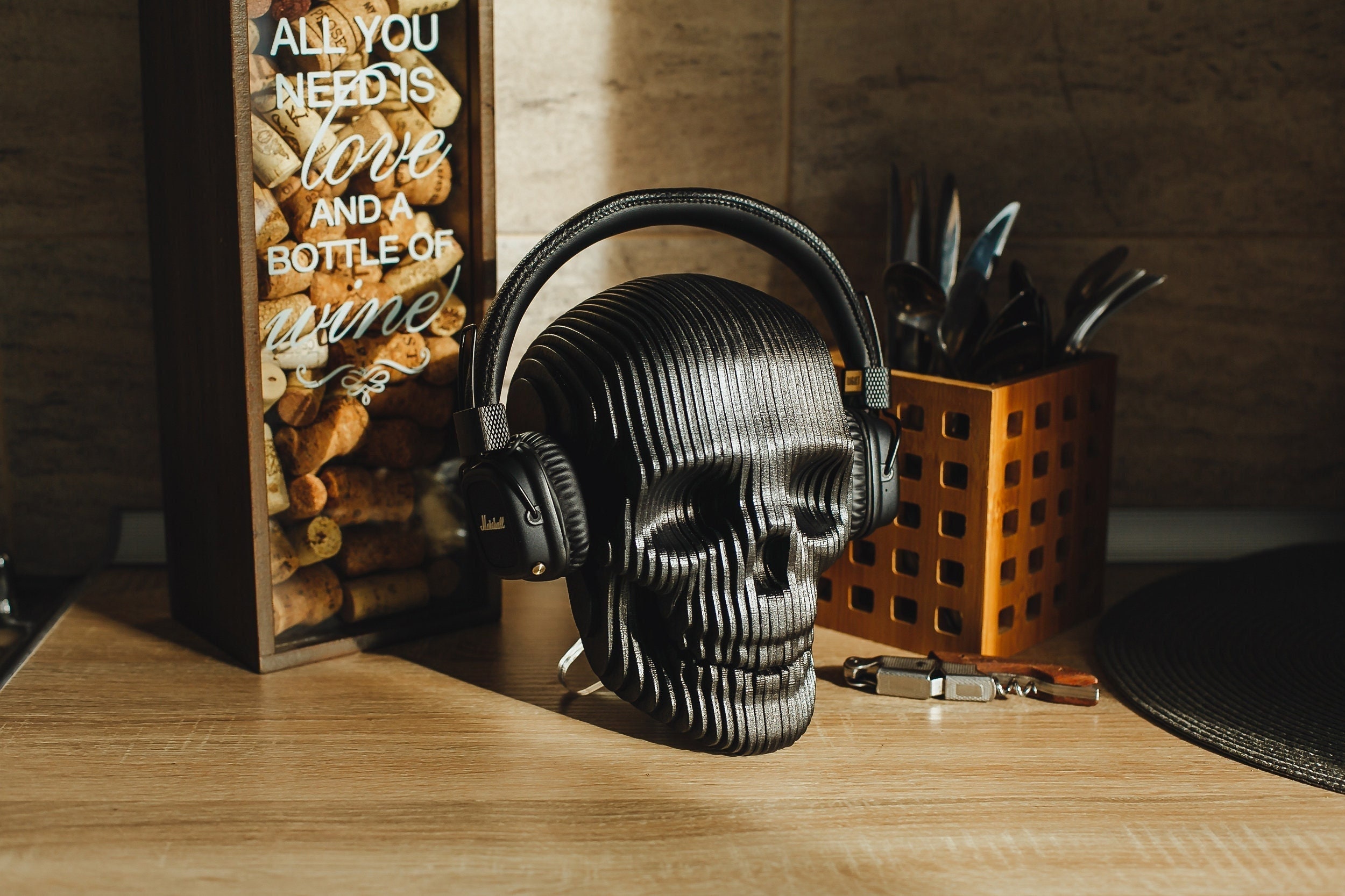 Wooden Human Skull Skull Headphone Stand Holder for Over Ear - Etsy