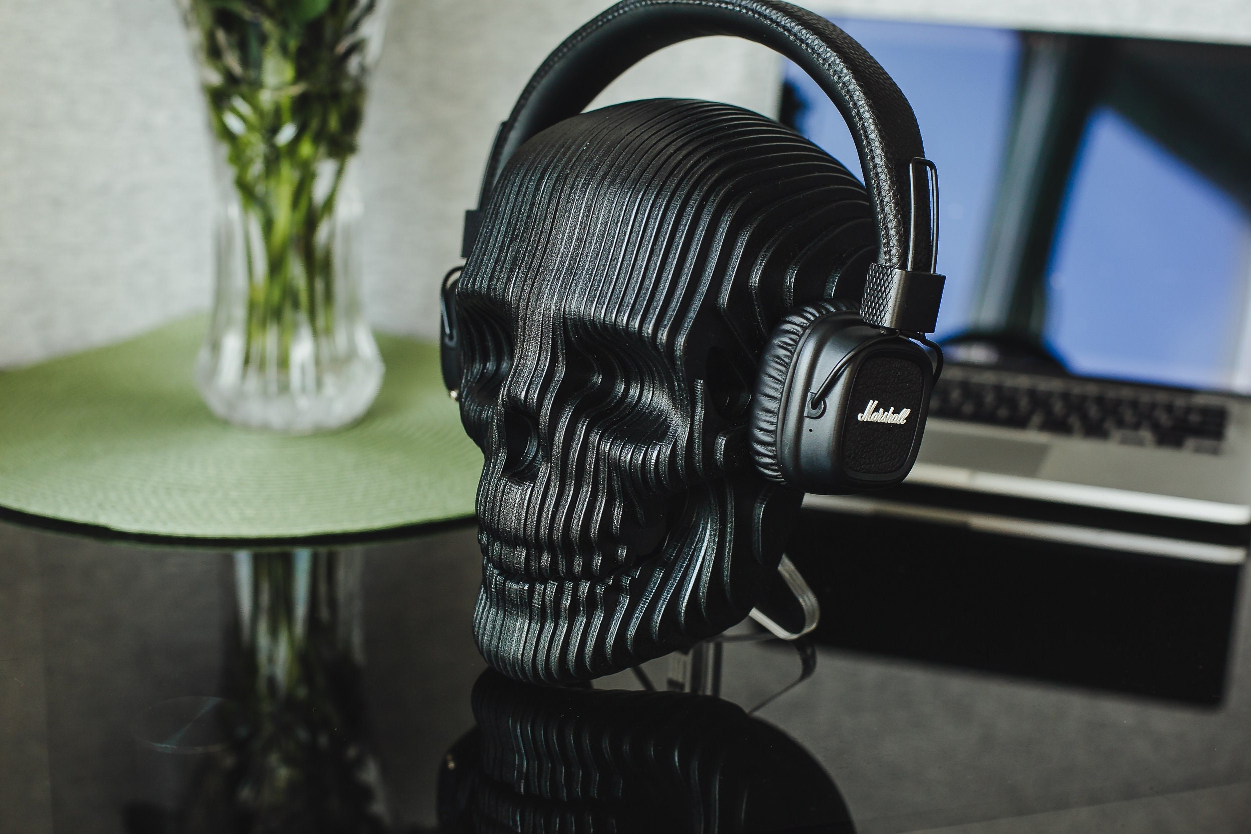 Wooden Human Skull Skull Headphone Stand Holder for Over Ear - Etsy