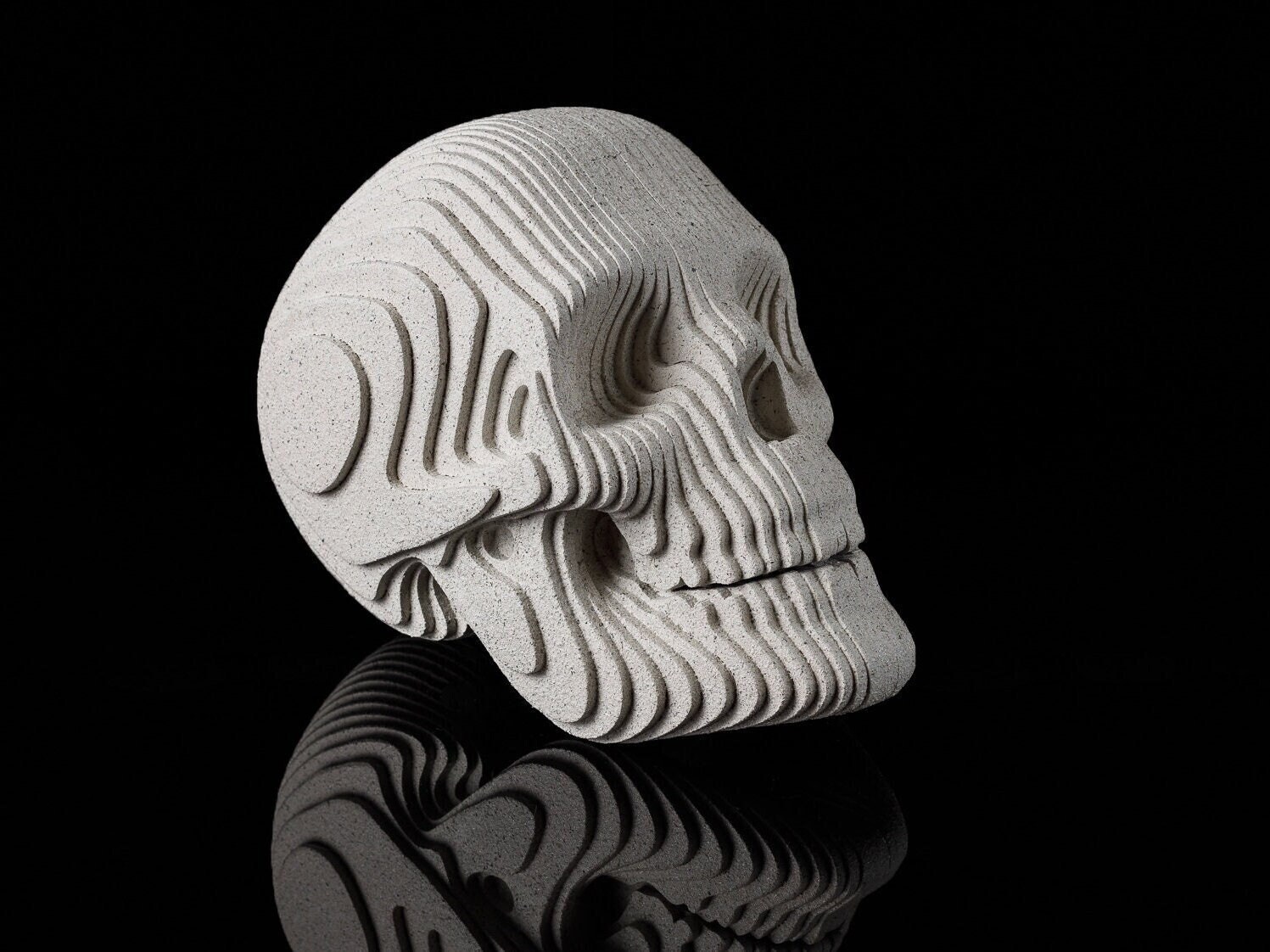 Wooden Human Skull, Stone Skull, Skull Headphone Stand, Holder for Over ...