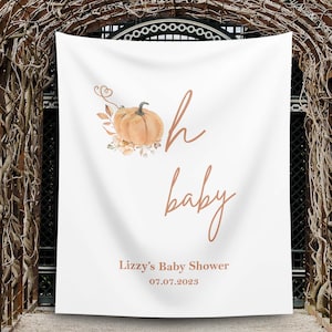 Pumpkin Oh Baby Baby Shower Backdrop Minimalist Autumn Baby Shower ...
