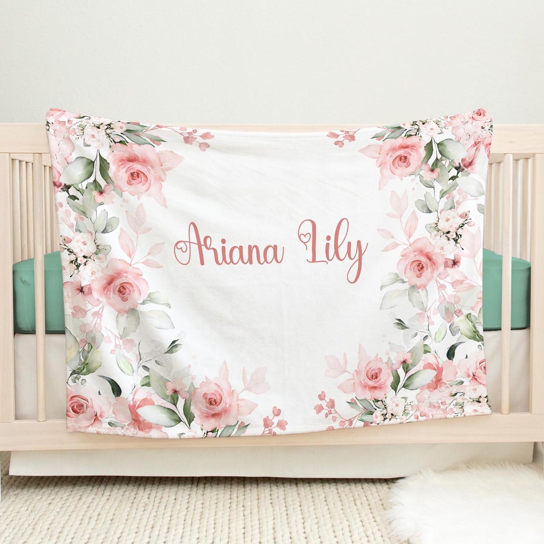 Personalized Baby Blanket With Name, Personalized Girl Blanket, Pink ...