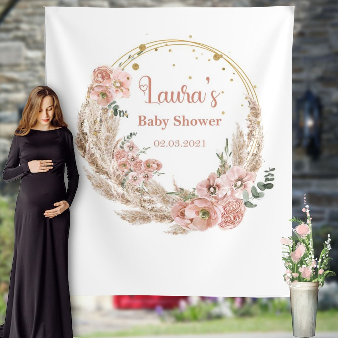 Pampas Baby Shower Backdrop Boho Baby Shower Banner Neutral Baby Shower ...