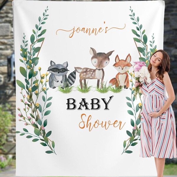 Woodland Baby Shower Backdrop - Etsy