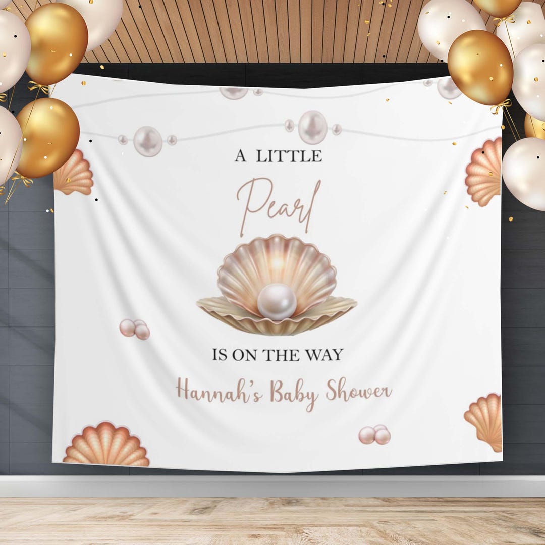Pearl Baby Shower Backdrop, Under the Sea Baby Shower Banner, Ocean ...