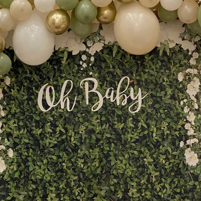 Oh Baby Grass Wall Backdrop Custom Baby Shower Backdrop Oh Baby Hedge ...