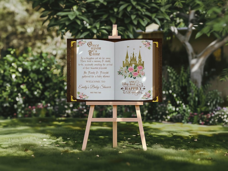 Printed Baby Shower Welcome Sign Princess Book Party Foamboard Girl ...