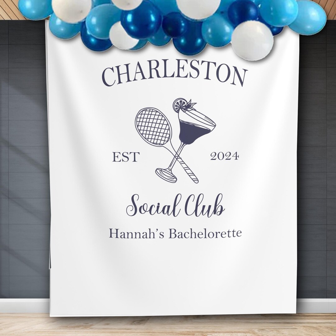 Cocktails Country Clubs Bachelorette Party Backdrop Tennis Club Bridal ...