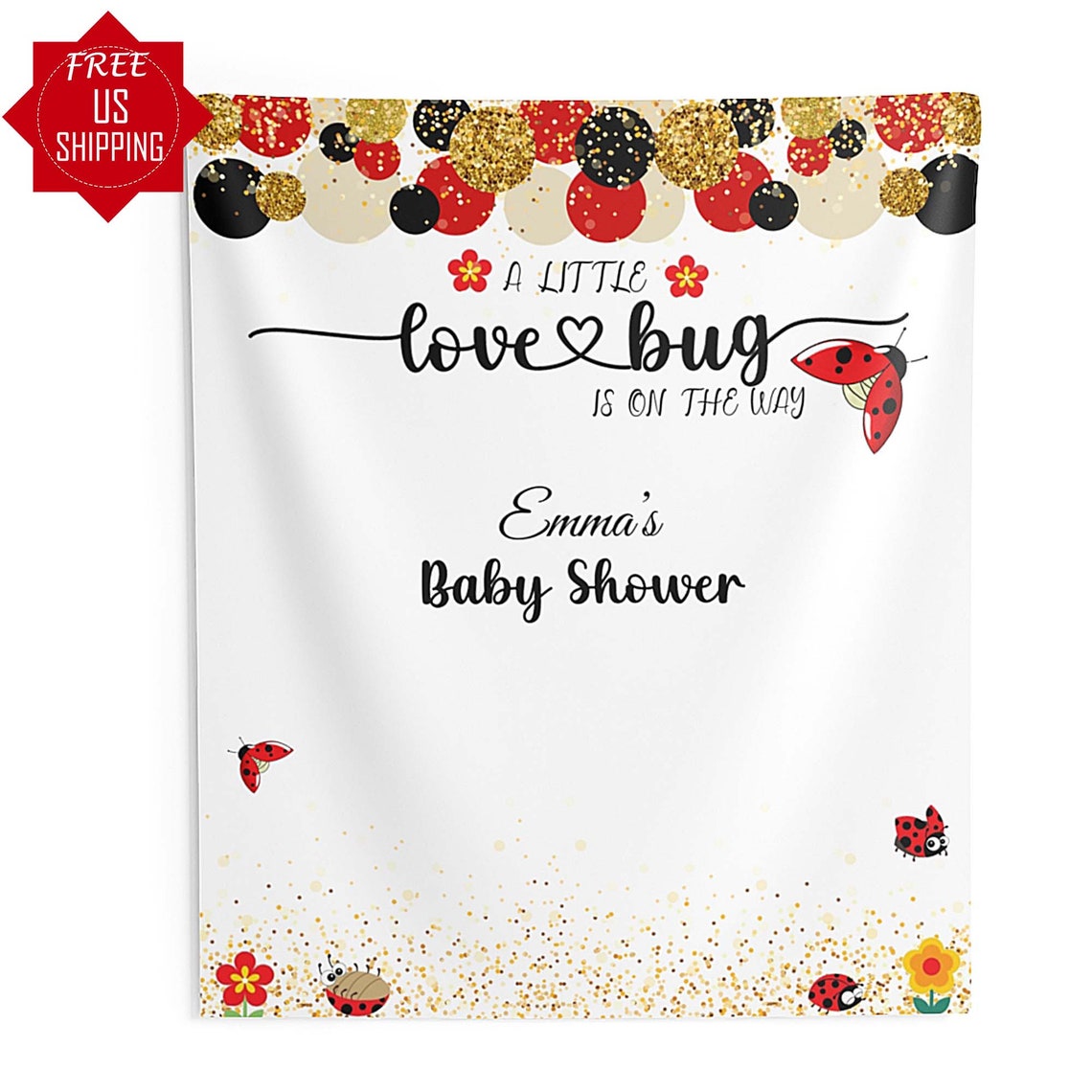 Love Bug Baby Shower Backdrop LadyBug Baby Shower cutie | Etsy