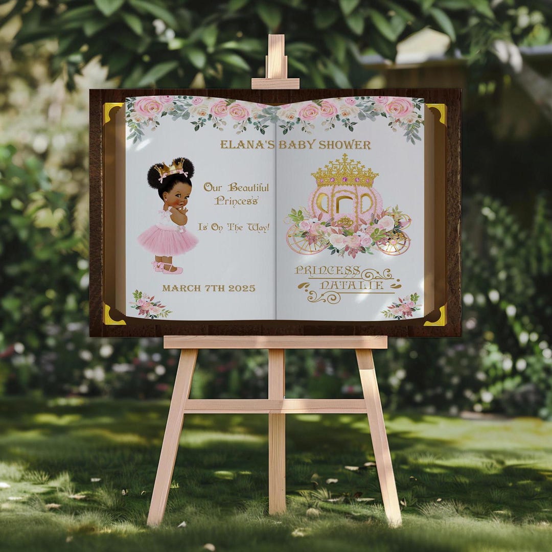 Printed Princess Welcome Sign Baby Shower Carriage Sign Little Princess ...