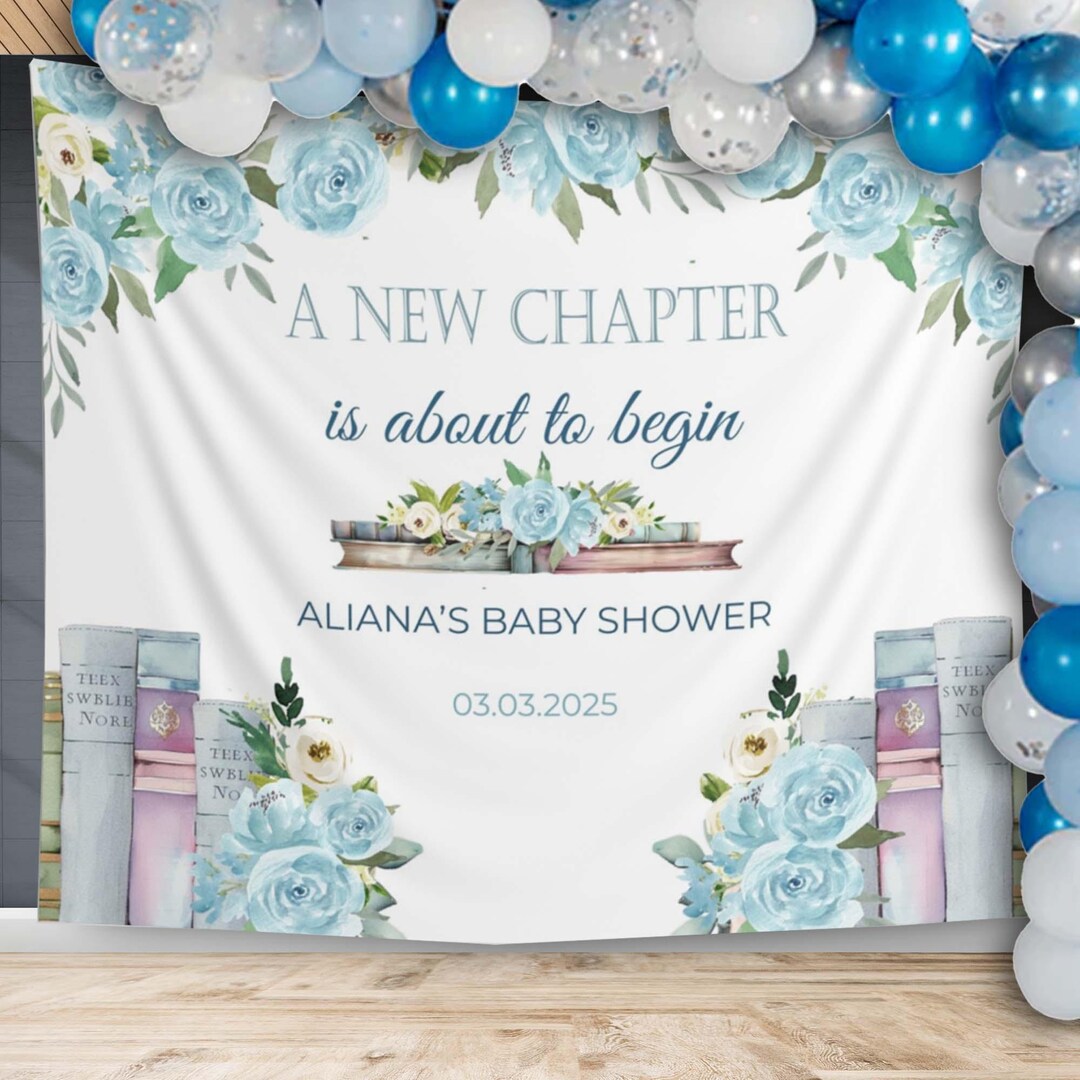 Boy Baby Shower Backdrop New Chapter Baby Shower Decor Book Themed Baby ...