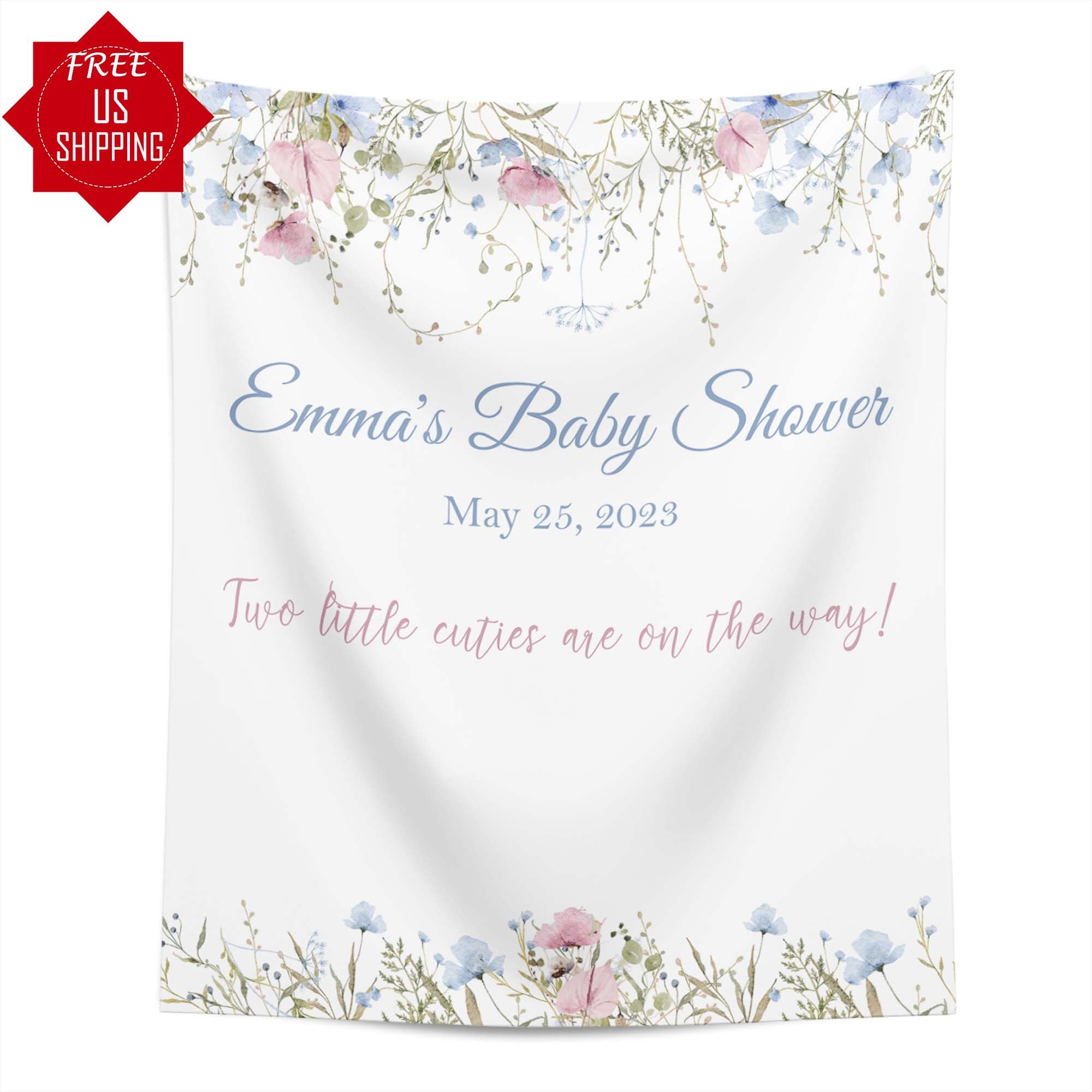Twins Baby Shower Backdrop Boy and Girl Twins Shower Decor Two Little ...