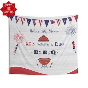 4th of July Babyq Backdrop Red White Due BBQ Decor Baby Shower Backdrop ...