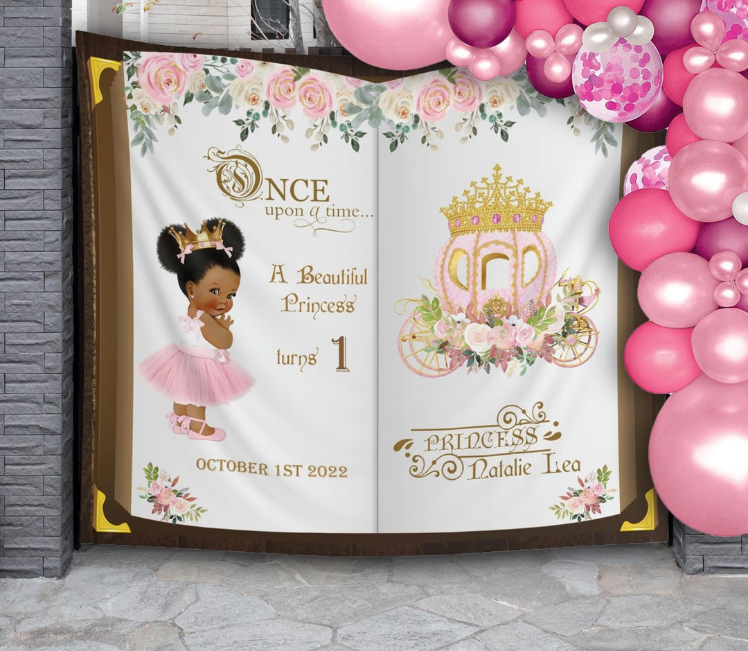 Afro Princess Birthday Backdrop, Once Upon A Time 1st Birthday Banner ...