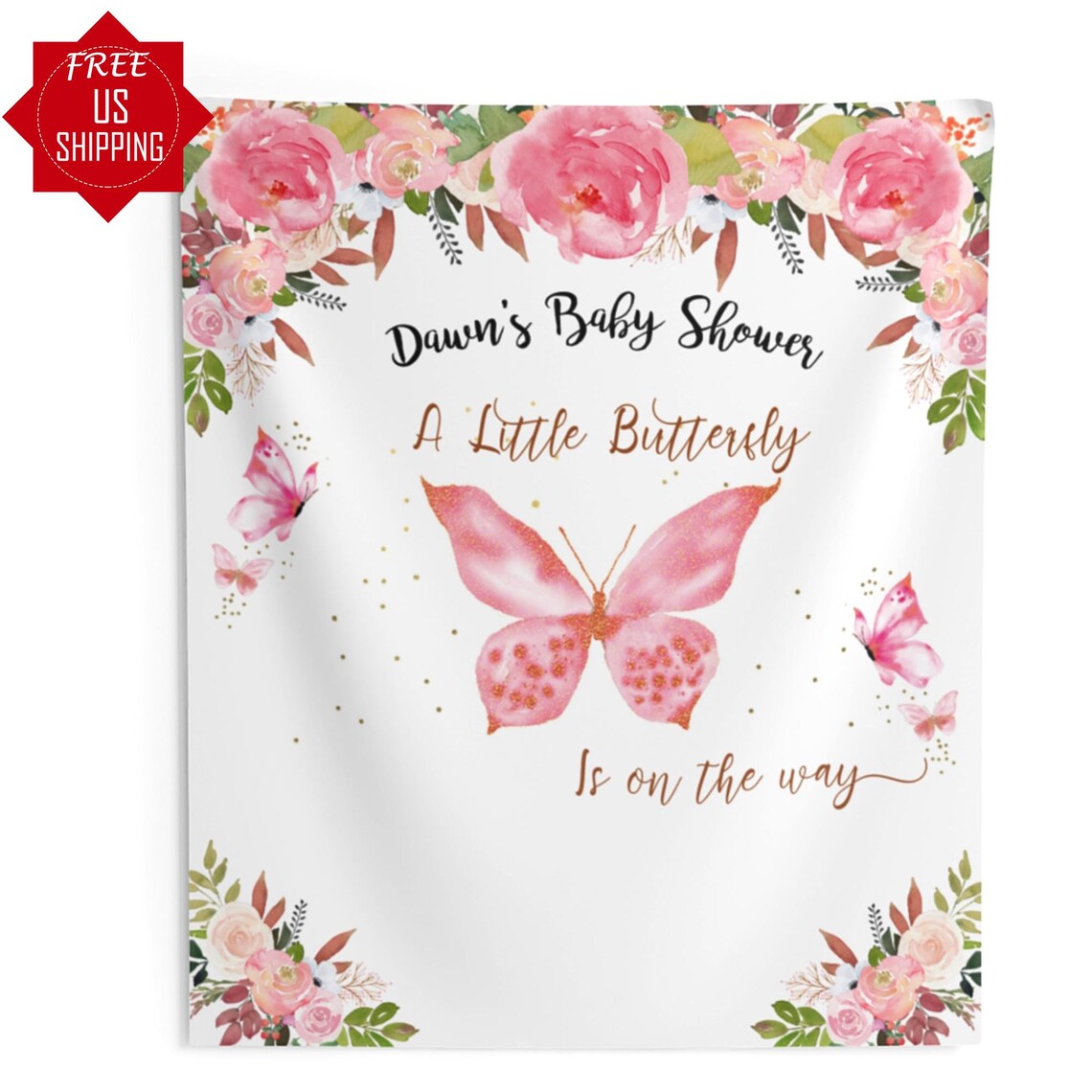 Butterfly Baby Shower Backdrop Girl Baby Shower Decoration A - Etsy
