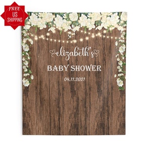 Rustic Baby Shower Photo Backdrop Rustic Shower Decor Western Floral ...