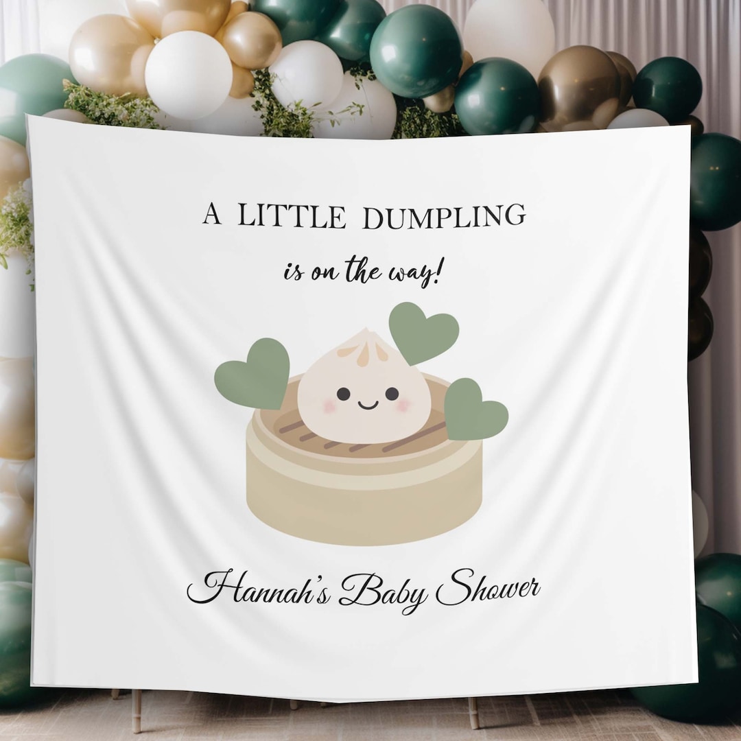 Sage Green Dumpling Baby Shower Backdrop Gender Neutral Little Dumpling ...