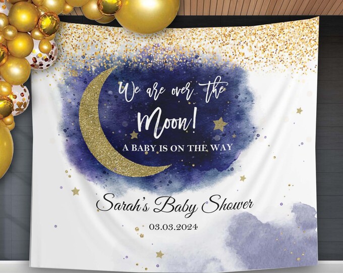 Over the Moon Banner,baby Shower Banner,twinkle Little Star Party,over ...