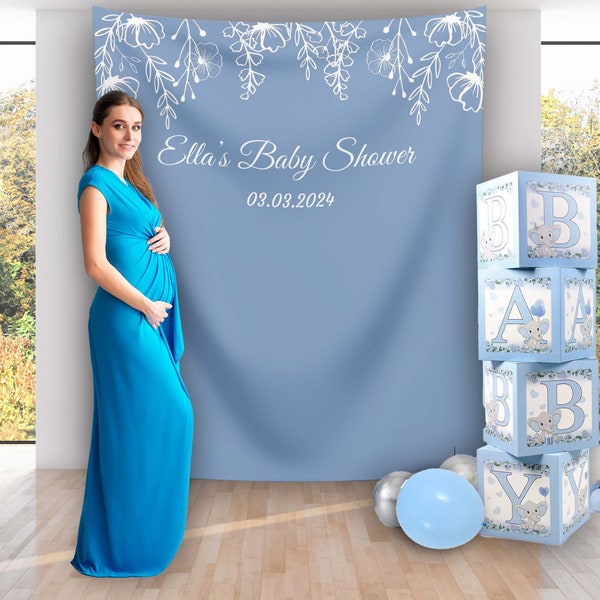 Dusty Blue Baby Shower Backdrop - Etsy