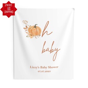 Pumpkin Oh Baby Baby Shower Backdrop Minimalist Autumn Baby Shower ...