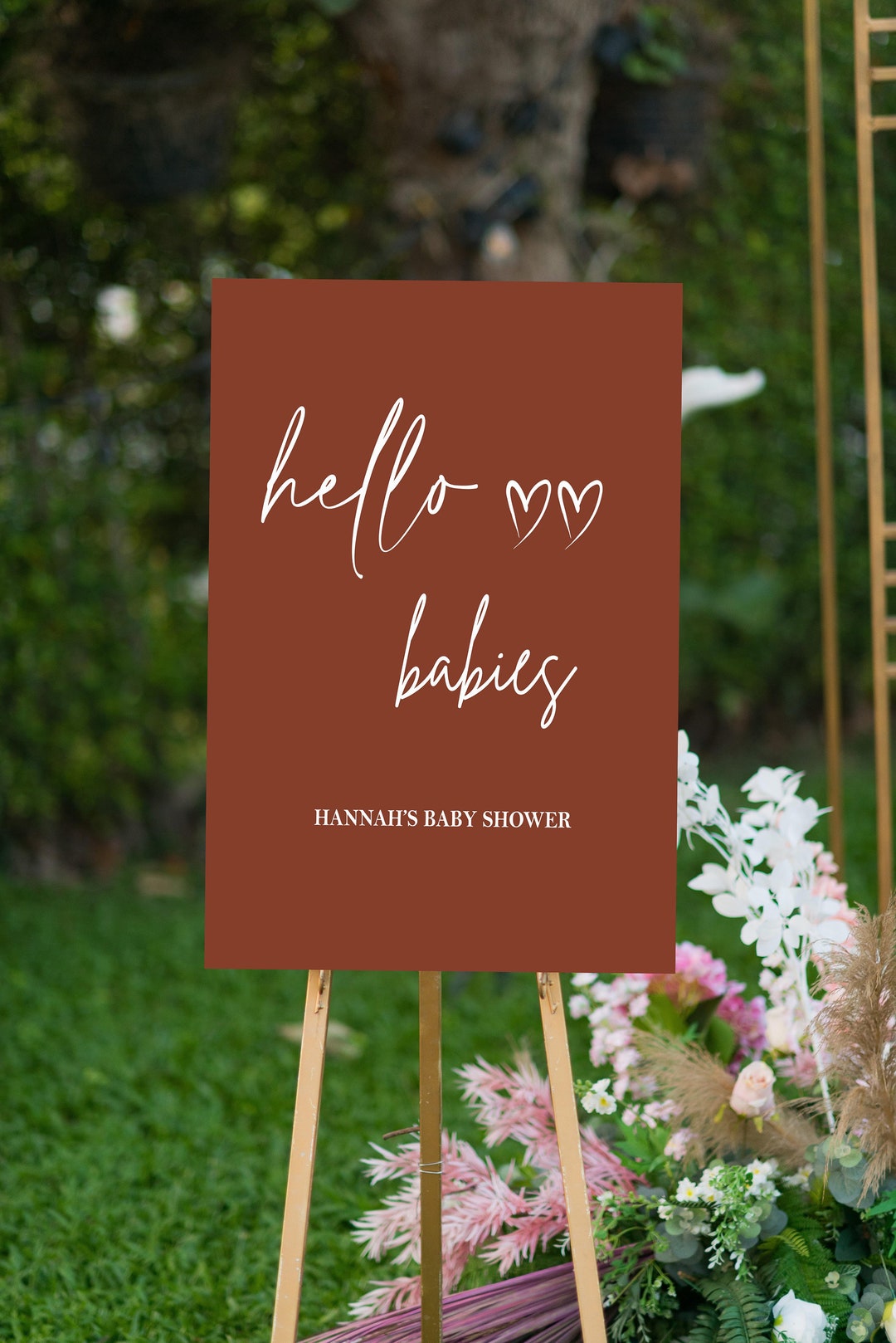 Hello Babies Minimalist Baby Shower Sign Twins Baby Shower Gender ...